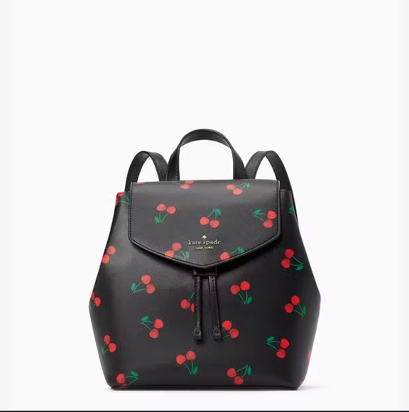 kate spade | Bags | Kate Spade Lizzie Medium Flap Backpack Cherry Print ...